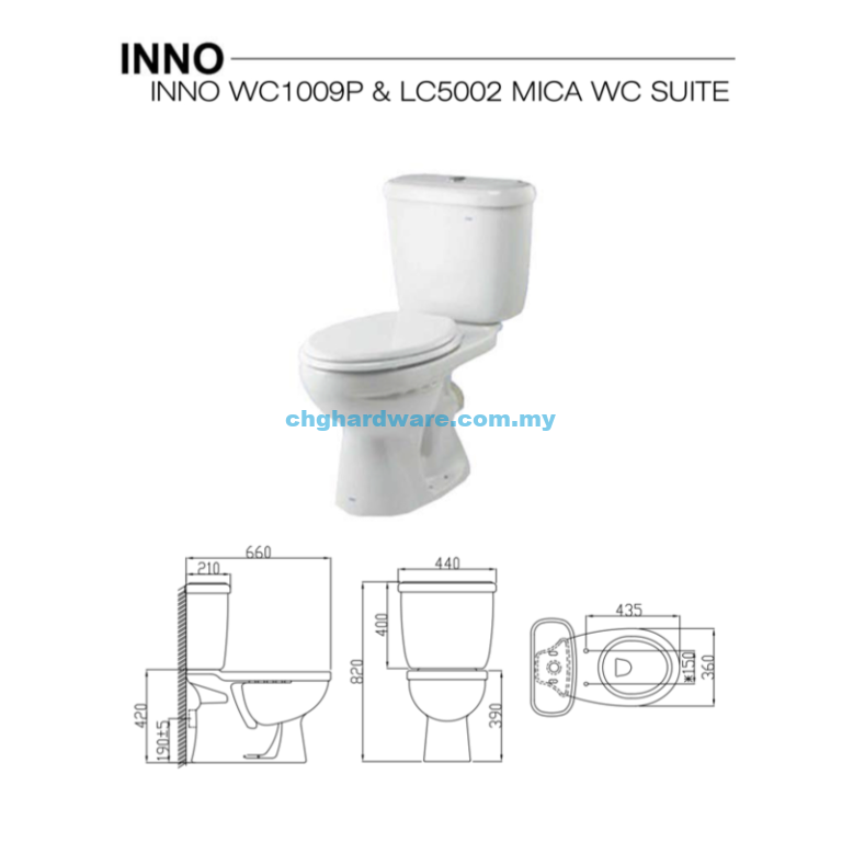 INNO-WC1009 (P-Trap) & LC5002 Mica WC Suite - chghardware