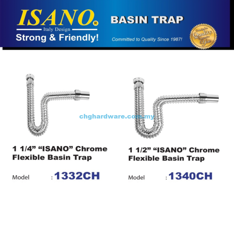 ISANO 1 1/2" & 1-1/4" Chrome Flexible Basin Trap - chghardware
